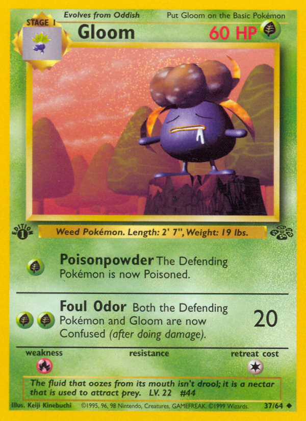Gloom 37 Jungle 1999 Pokemon Card Gloom 37 Jungle 1999 Pokemon Card