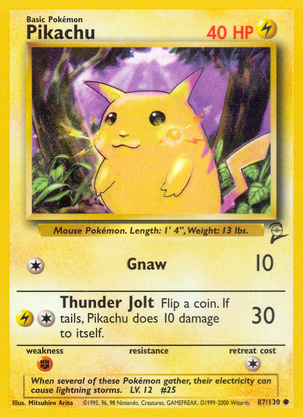 Pikachu 87 Base Set 2 2000 Pokemon Card Pikachu 87 Base Set 2 2000 Pokemon Card