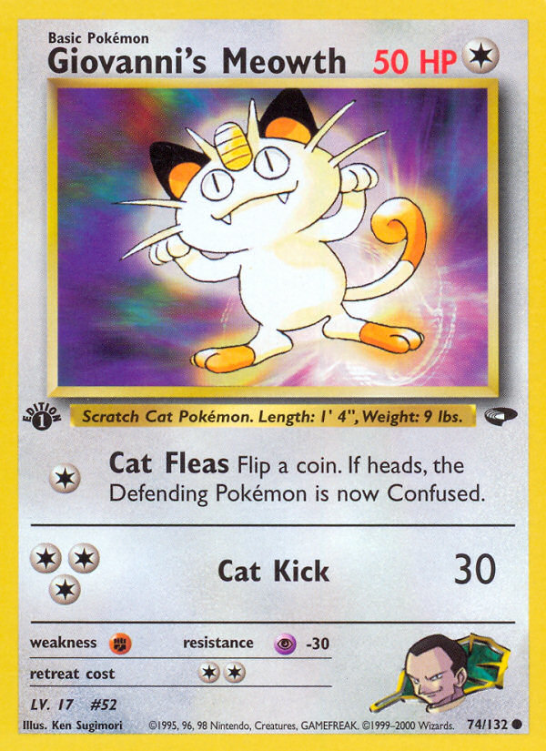 Giovanni s Meowth 74 Gym Challenge 2000 Pokemon Card Giovanni s Meowth 74 Gym Challenge 2000 Pokemon Card