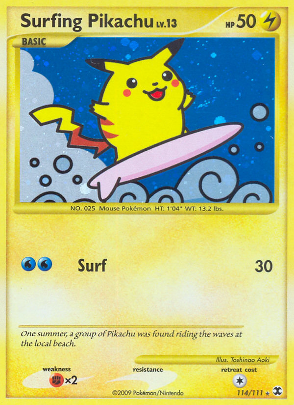 Surfing Pikachu 114 Rising Rivals 2009 Pokemon Card Surfing Pikachu 114 Rising Rivals 2009 Pokemon Card