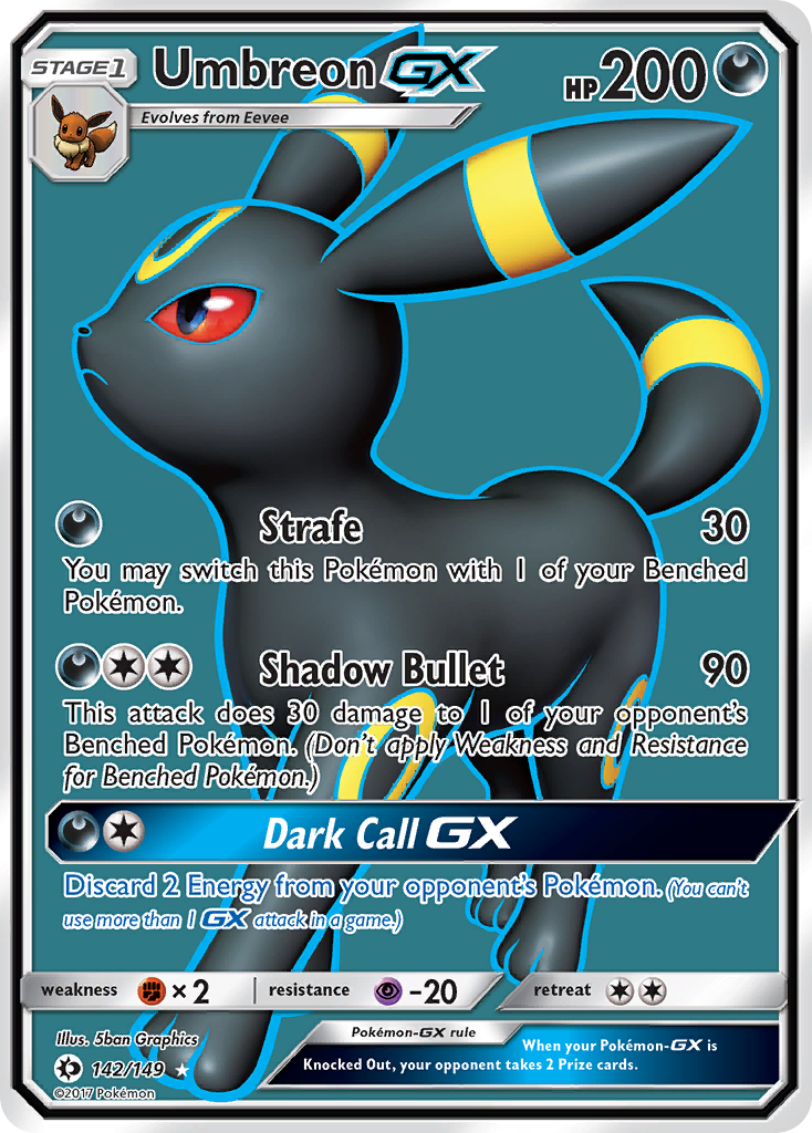 Umbreon GX 142 Sun Moon 2017 Pokemon Card Umbreon GX 142 Sun Moon 2017 Pokemon Card