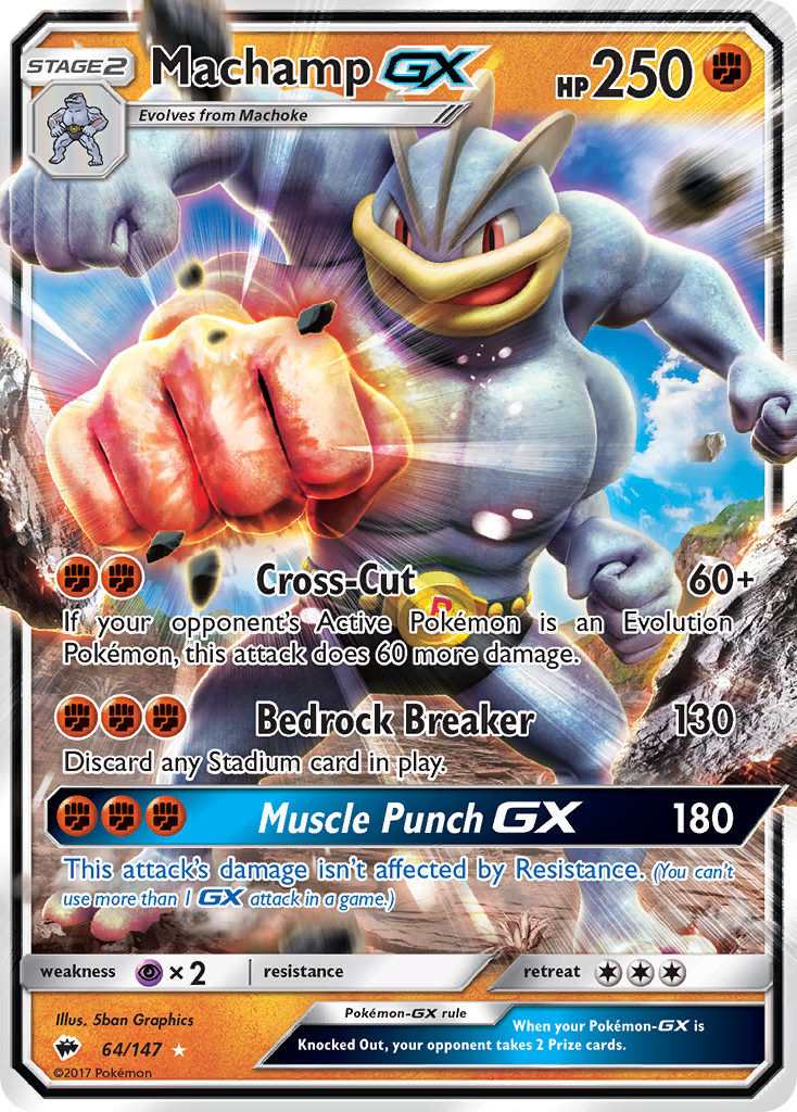 Machamp GX 64 Burning Shadows 2017 Pokemon Card Machamp GX 64 Burning Shadows 2017 Pokemon Card