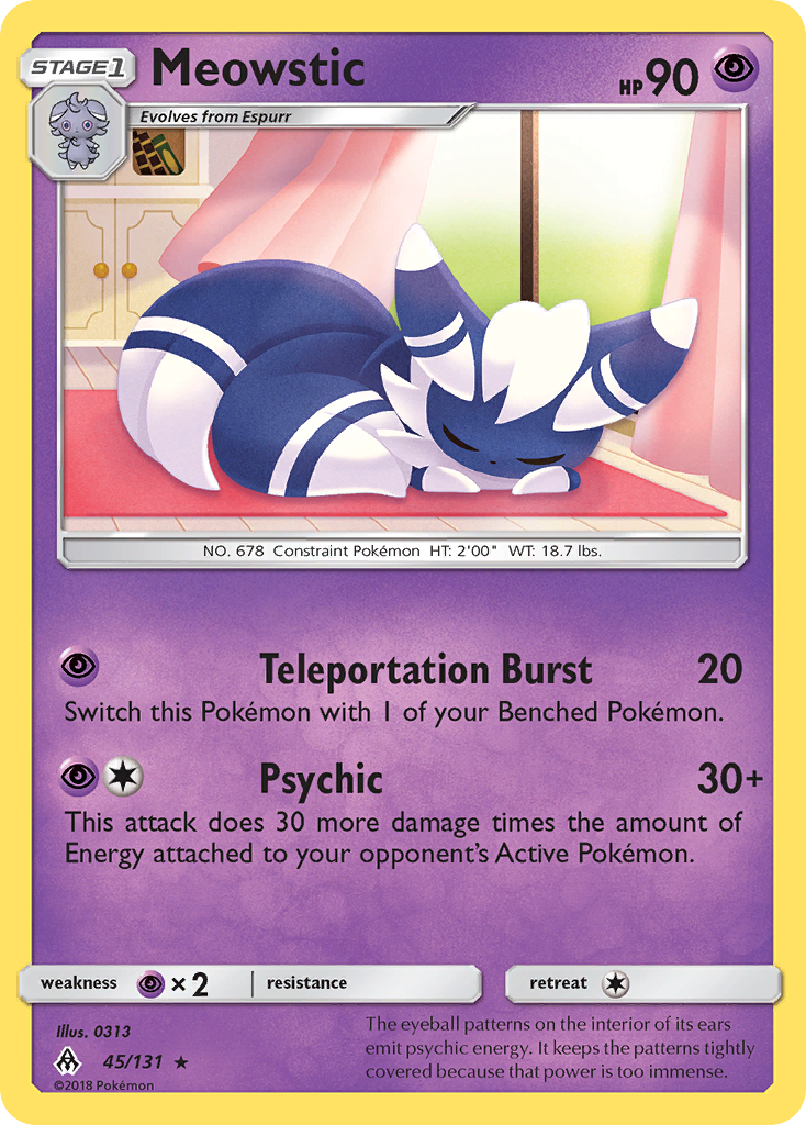 Meowstic 45 Forbidden Light 2018 Pokemon Card Meowstic 45 Forbidden Light 2018 Pokemon Card