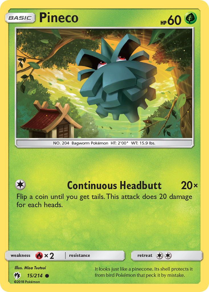 Pineco 15 Lost Thunder 2018 Pokemon Card Pineco 15 Lost Thunder 2018 Pokemon Card