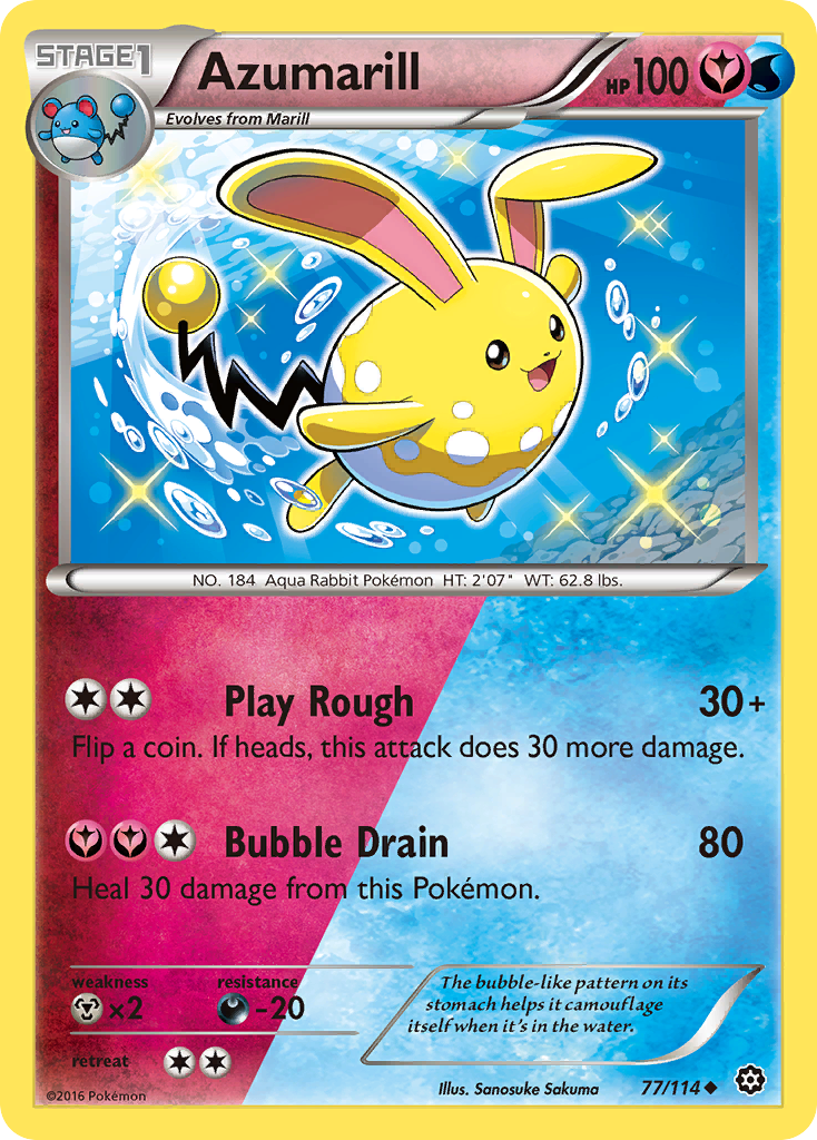 Azumarill 77 Steam Siege 2016 Pokemon Card Azumarill 77 Steam Siege 2016 Pokemon Card